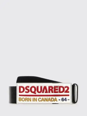 Dsquared2 Leather Belt With Logo Buckle - Black