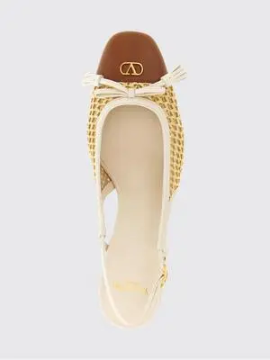 Valentino Garavani Raffia And Leather Slingback Pumps