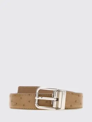 Dolce & Gabbana Reversible Ostrich Leather Belt - Sand