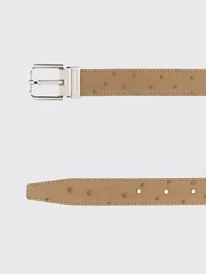 Dolce & Gabbana Reversible Ostrich Leather Belt - Sand