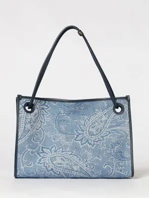 Etro Etro Eyes Cotton Denim Bag With Paisley Jacquard Gnawed Blue