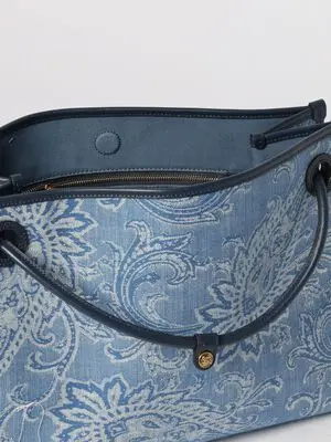 Etro Eyes Cotton Denim Bag With Paisley Jacquard - Gnawed Blue