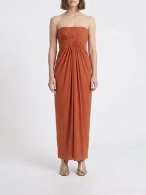 Alberta Ferretti Strapless Draped Gown - Brown
