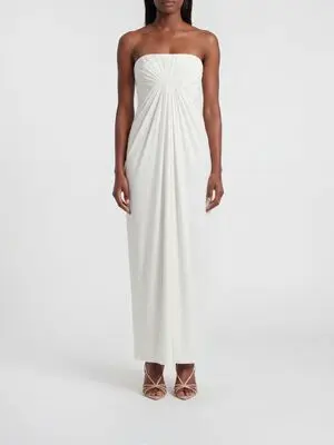 Alberta Ferretti Strapless Draped Maxi Dress - Grey