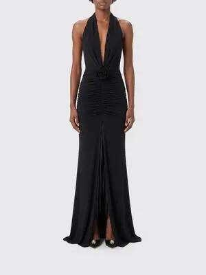 Blumarine Jersey Halterneck Maxi Dress With Flower Appliqu