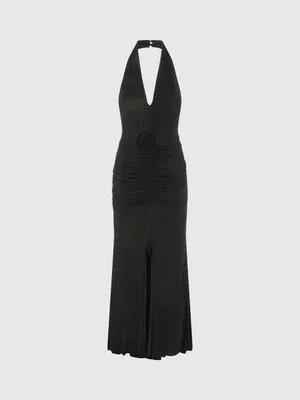 Blumarine Jersey Halterneck Maxi Dress With Flower Appliqu