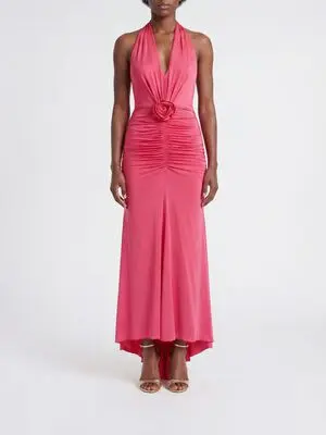Blumarine Blumarine Ruched Halterneck Maxi Dress Red