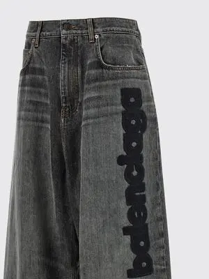 Balenciaga Palazzo Denim Jeans With Logo - Grey