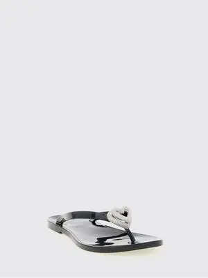 Mach & Mach Embellished Heart Flip Flop Sandals - Black
