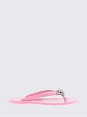 MACH&MACH Mach & Mach Rhinestone Heart Pvc Flip Flops - Pink