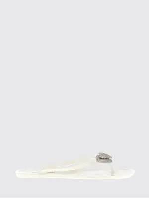 MACH&MACH Mach & Mach Rhinestone Heart Pvc Flip Flops - White