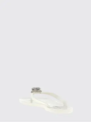 MACH&MACH Mach & Mach Rhinestone Heart Pvc Flip Flops - White