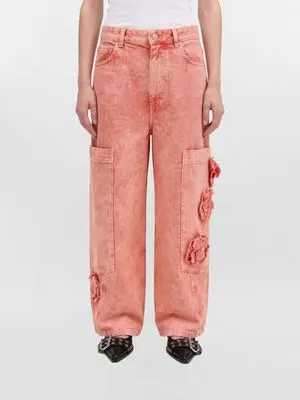 GANNI Wide-leg Cargo Jeans - Pink