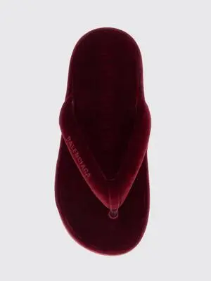 Balenciaga Velvet Platform Flip-flops - Red