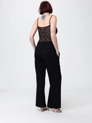 MARINE SERRE All-over Logo Tulle Top - Black
