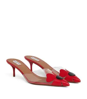 Alaïa Leather Bloom Mules 55 - Red