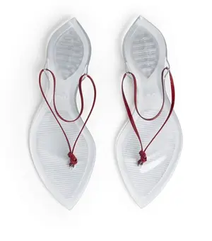 Alaïa Leather Invisible Thong Sandals - Red