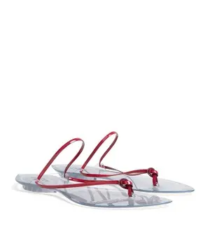 Alaïa Leather Invisible Thong Sandals - Red