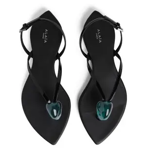 Alaïa Leather Invisible Jewel Flat Sandals