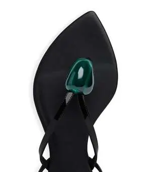 Alaïa Leather Invisible Jewel Flat Sandals