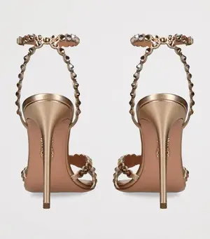 AQUAZZURA Leather Tequila Embellished Stiletto Sandals