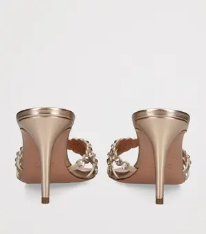 AQUAZZURA Metallic Leather Embellished Tequila Mules 75
