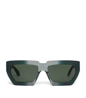 Alaïa Acetate Melted Rectangular Sunglasses - Green