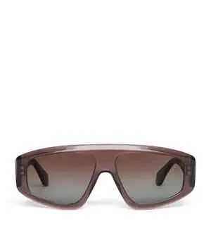 Alaïa Acetate Aviator Mask Sunglasses - Brown