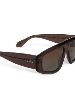 Alaïa Acetate Aviator Mask Sunglasses - Brown