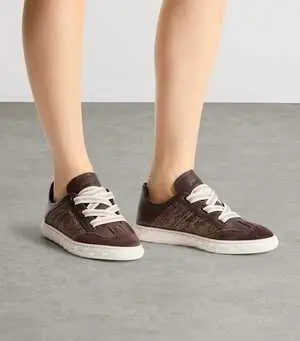 JIMMY CHOO Diamond Light Flex F Woven Leather Low Top Sneakers - Brown