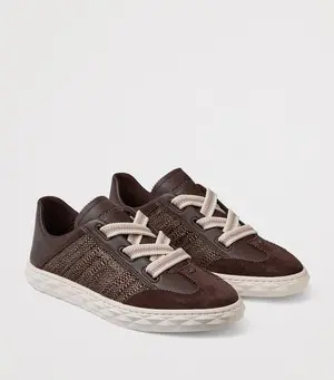 JIMMY CHOO Diamond Light Flex F Woven Leather Low Top Sneakers - Brown