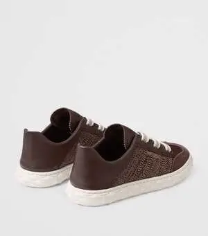 JIMMY CHOO Diamond Light Flex F Woven Leather Low Top Sneakers - Brown