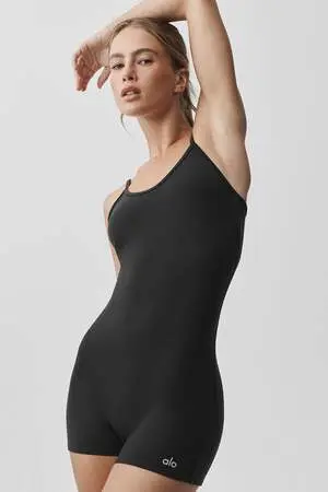 Alo Yoga Airbrush 3" One And Done Onesie - Black