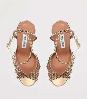 AQUAZZURA Leather Tequila Sandals 105 - Brown