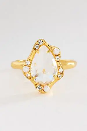 Anthropologie Bezel Freeform Gem Ring - Clear