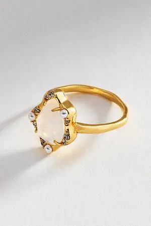Anthropologie Bezel Freeform Gem Ring - Opal