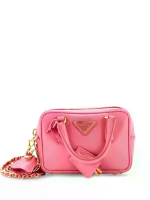 Prada Saffiano Leather Bauletto Mini Crossbody Bag - Pink