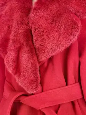 Vintage Mondrian Fur-collar Belted Coat