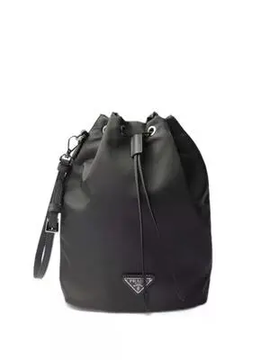 Prada Re-nylon Pouch With Leather Wristlet - Grey