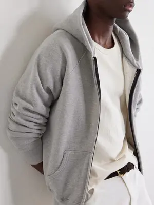 LES TIEN Heavyweight Cotton-jersey Raglan Zip-up Hoodie