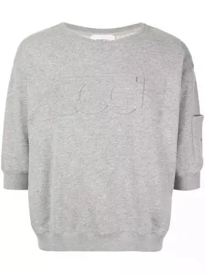 PORTS V Embroidered "cool" Slogan Sweater - Grey