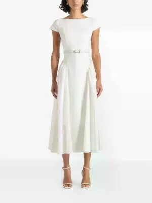 Manière De Voir Boat Neck Belted Midi Dress - White