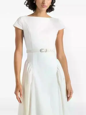 Manière De Voir Boat Neck Belted Midi Dress - White