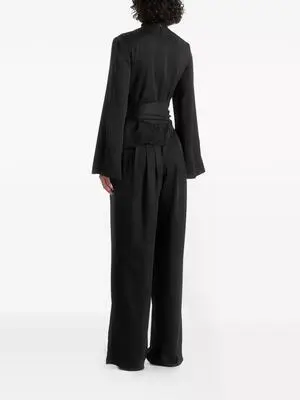 Manière De Voir Aurore Mock Neck Pleated Wide Leg Jumpsuit With Ring Belt
