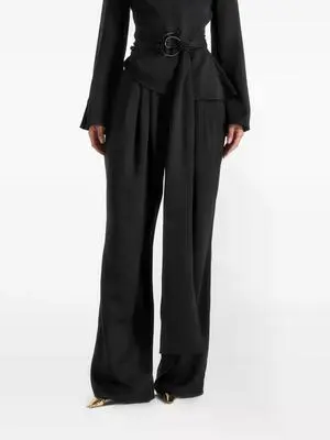Manière De Voir Aurore Mock Neck Pleated Wide Leg Jumpsuit With Ring Belt