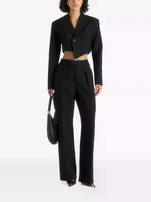 Manière De Voir Dina In Asymmetric Tailored Cropped Blazer - Black