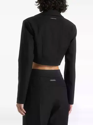 Manière De Voir Dina In Asymmetric Tailored Cropped Blazer - Black