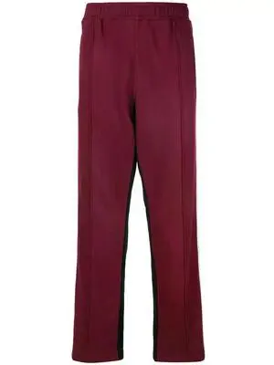 PORTS V Burgundy Cotton Side Stripe Trousers - Red