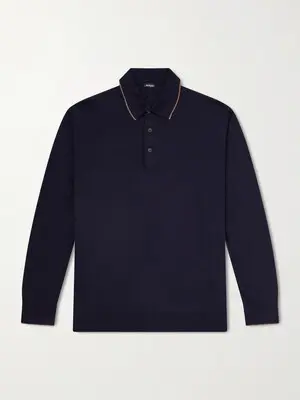 Kiton Merino Wool Polo Shirt - Blue