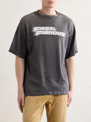 SAINT MXXXXXX Fast & Furious Paint-splattered Printed Cotton-jersey T-shirt